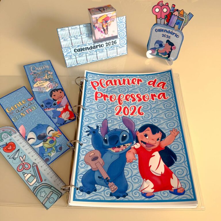 PLANNER DA PROFESSORA 2026 + BÔNUS Tema: Lilo e Stitch – Prof. Tamii
